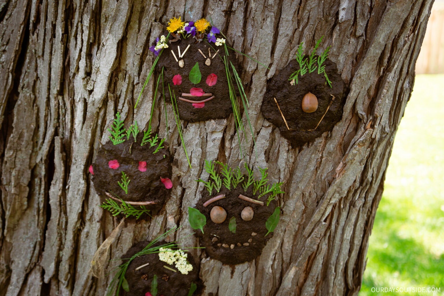 Mud Play: Make these Adorable Tree Faces! - Our Days Outside